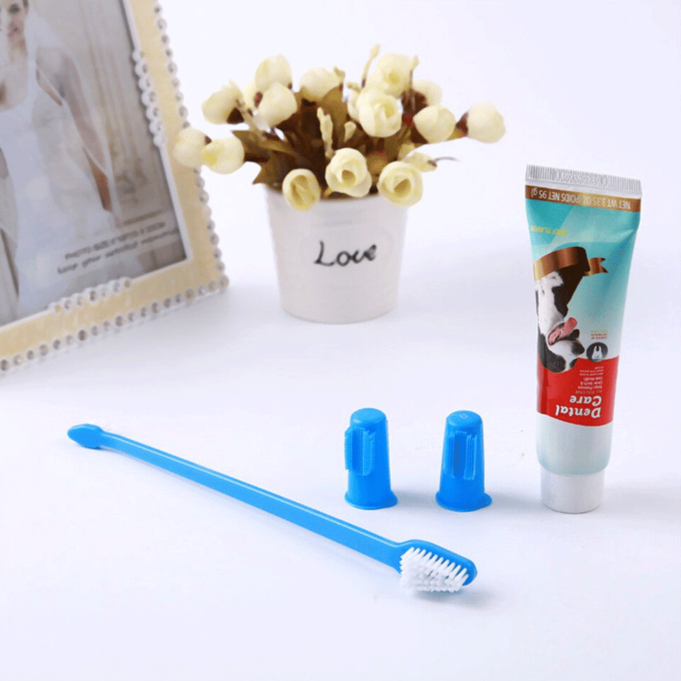Pet Dog Toothbrush Kit - 3-in-1 Dental Care Set with Finger Brush & To ...