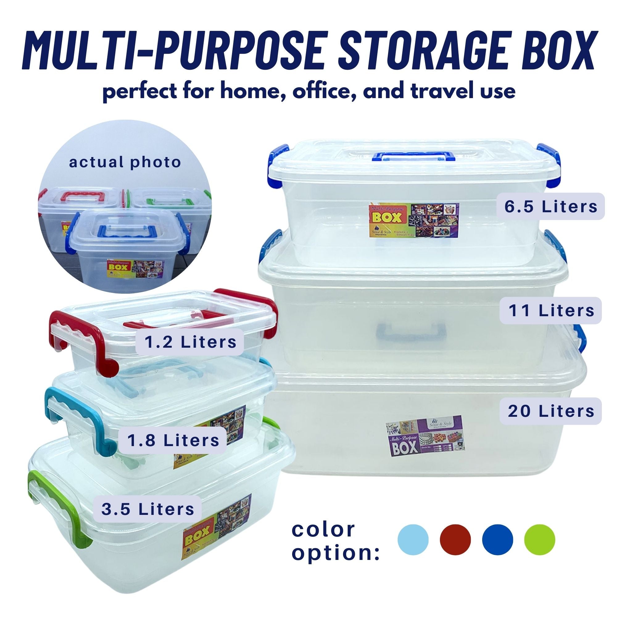Multi-Purpose Storage Box with Handle – Transparent Plastic Organizer ...