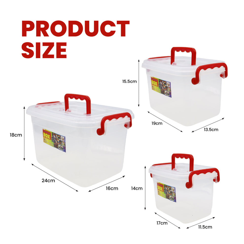 Multipurpose Storage Box with Handle & Locking Lid - Durable Plastic O ...